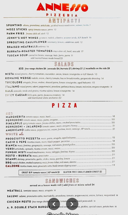 Annesso Pizzeria Restaurant Menu | Best Pizza in Fresno, CA